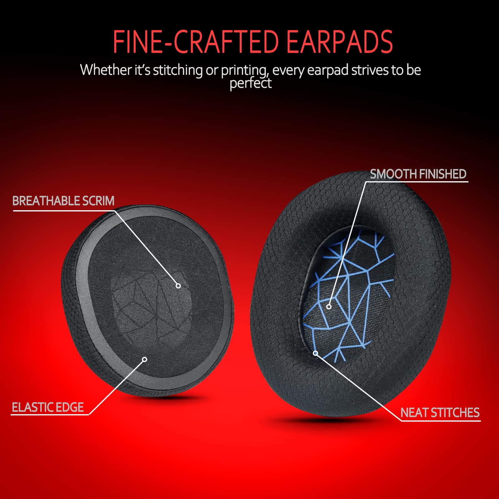 Krone Kalpasmos Professional Arctis 7 Ear Cushion - Blue Breathable Fabric Replacement Earpads for SteelSeries Arctis 1/Pro/3/5/7/7+/7p/7X/9, Prime All Models Wireless Headset