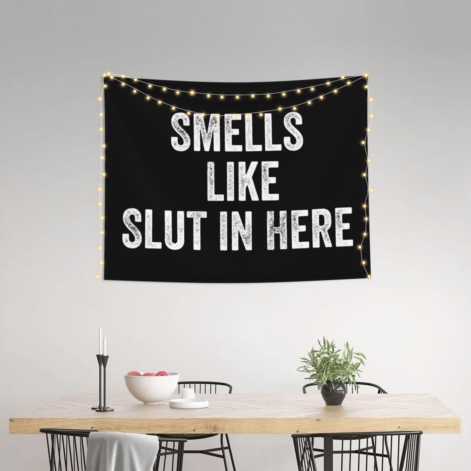 Haebfsl 29x37in Aesthetic Trippy Smells Like Slut In Here Tapestry For Bedroom And Living Room Decor