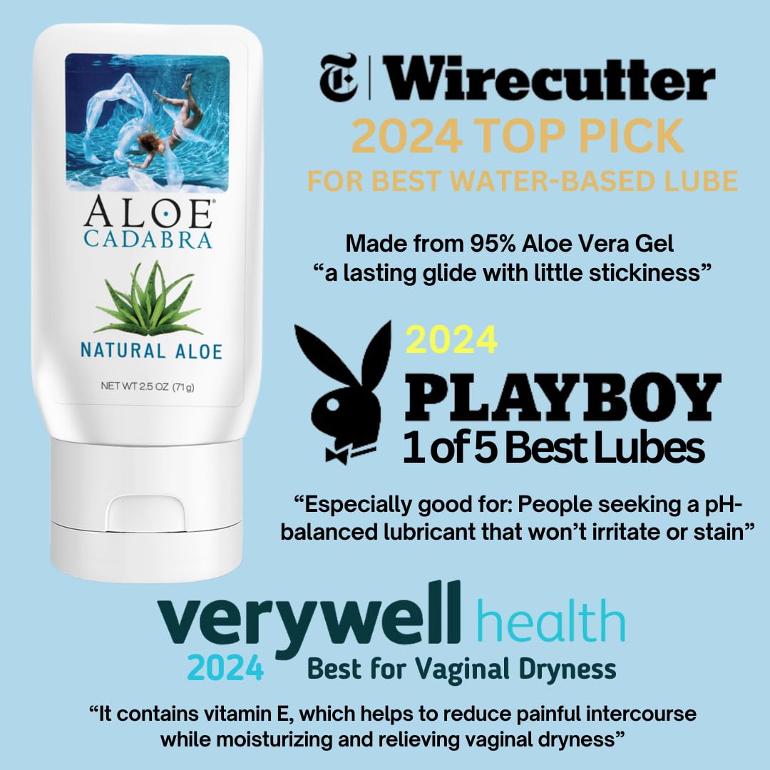 Aloe Cadabra Natural Water Based Personal Lubricant and Vaginal Moisturizer, Organic Aloe Lube for Men, Women and Couples, Non-Staining, pH Balanced (Unscented 2.5 Ounces, 2 Pack)