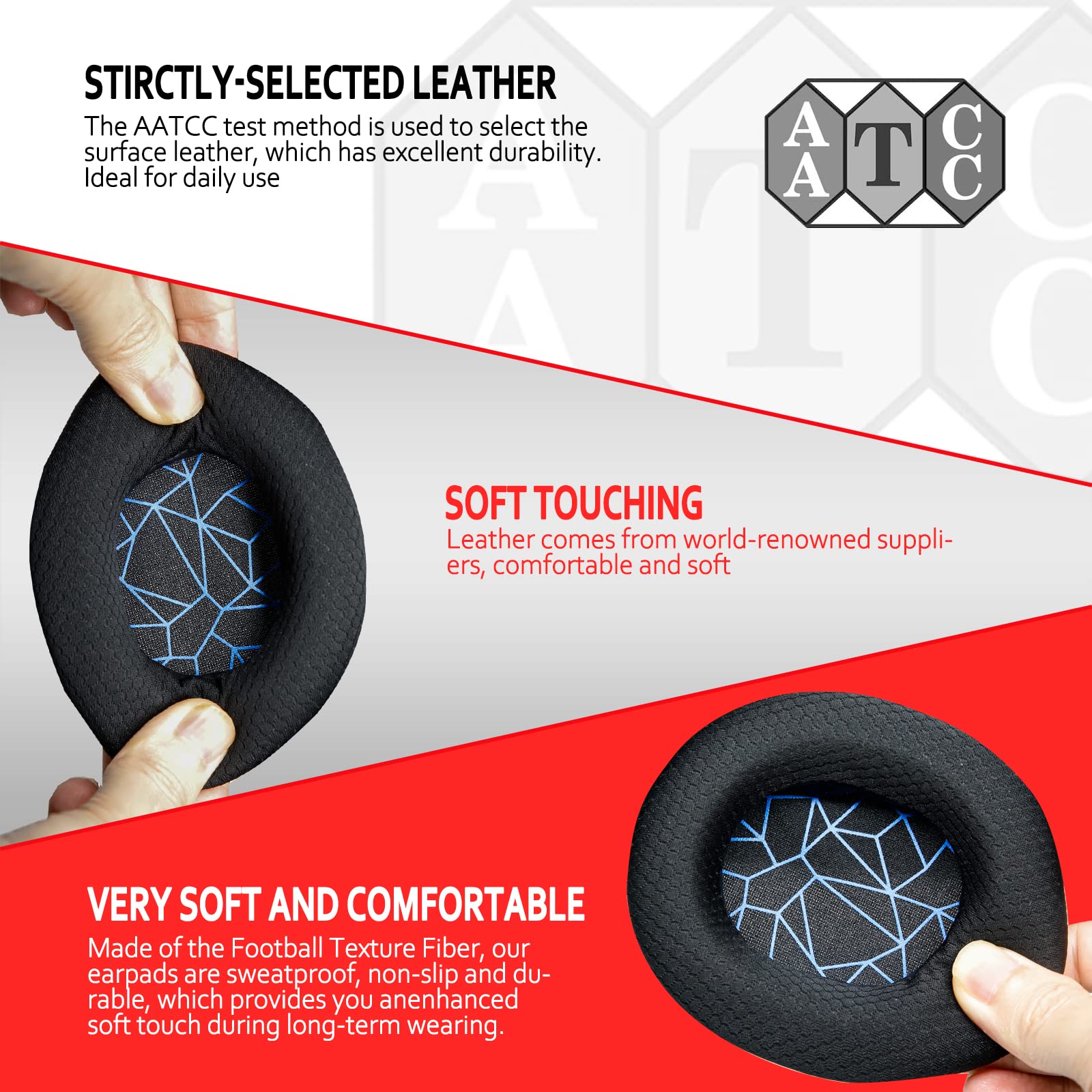Krone Kalpasmos Professional Arctis 7 Ear Cushion - Blue Breathable Fabric Replacement Earpads for SteelSeries Arctis 1/Pro/3/5/7/7+/7p/7X/9, Prime All Models Wireless Headset