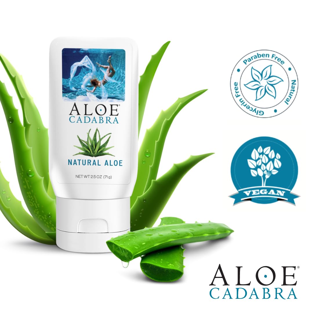 Aloe Cadabra Natural Water Based Personal Lubricant and Vaginal Moisturizer, Organic Aloe Lube for Men, Women and Couples, Non-Staining, pH Balanced (Unscented 2.5 Ounces, 2 Pack)