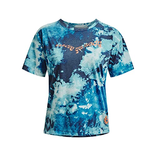 Under Armour Women's Standard Move Your Body Print Short Sleeve T-Shirt, (469) Fuse Teal / / Afterglow, X-Large