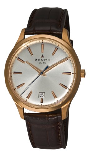 Zenith Men's 18.2020.670/01.c498 Elite Captain Central Second Rose gold Silver Sunray Dial Watch