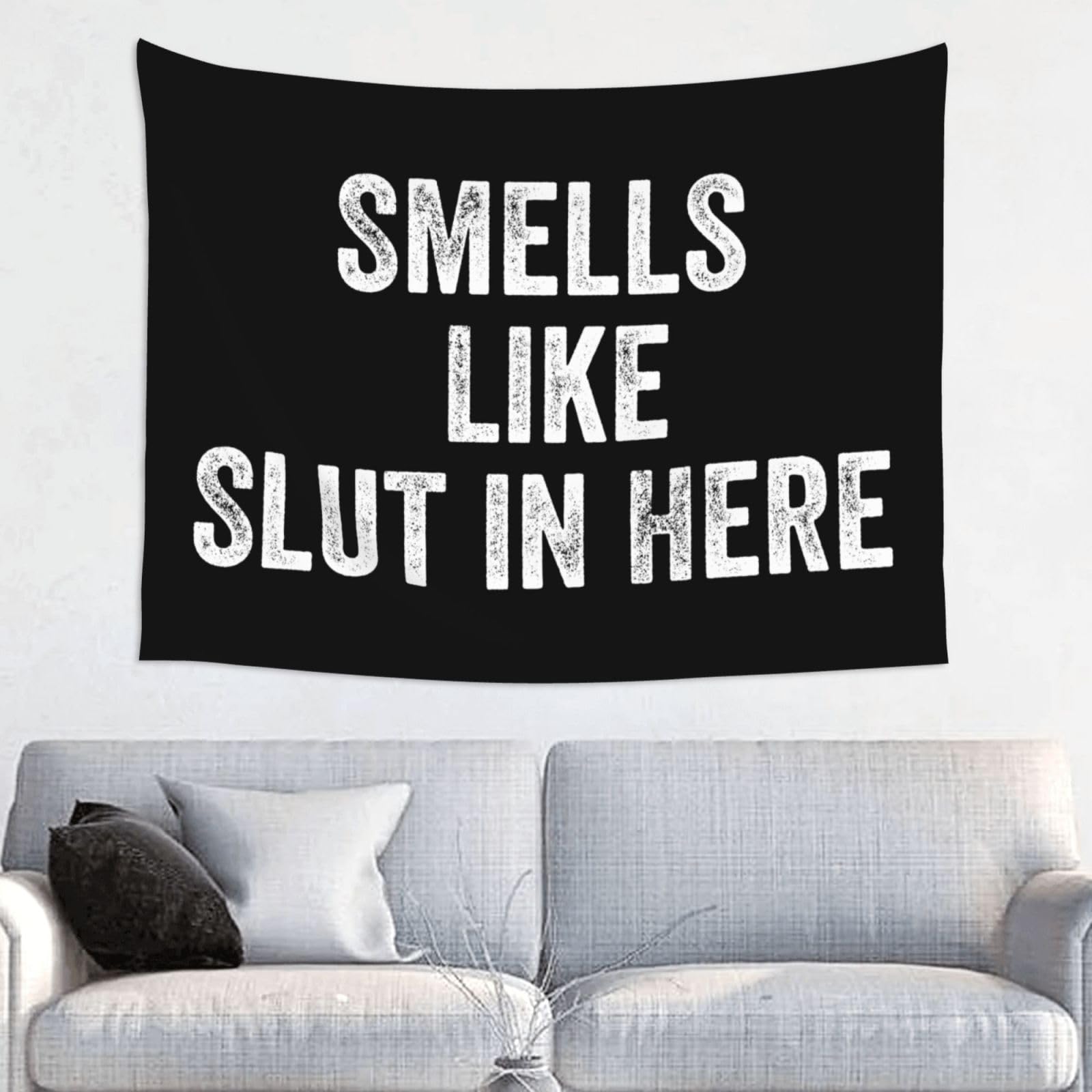 Haebfsl 29x37in Aesthetic Trippy Smells Like Slut In Here Tapestry For Bedroom And Living Room Decor