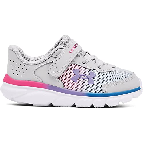 Under Armour Girls Assert 9 Alternate Closure Sneaker, (106) Halo Gray/White/Vivid Lilac, 5 Little Kid