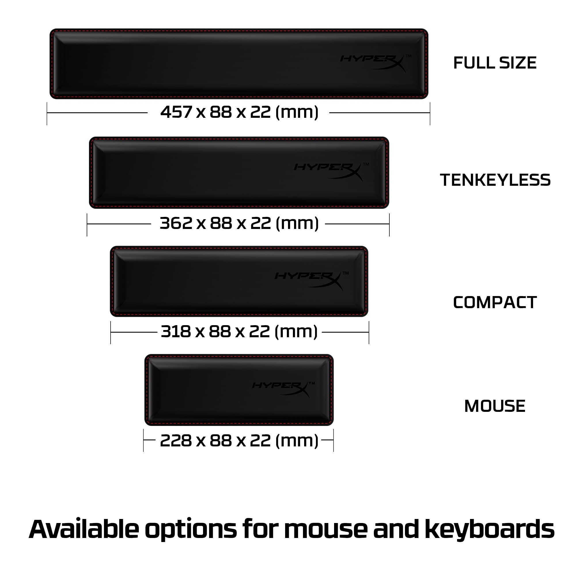 HyperX Wrist Rest – Compact – Cooling Gel – Memory Foam – Anti-Slip,Black
