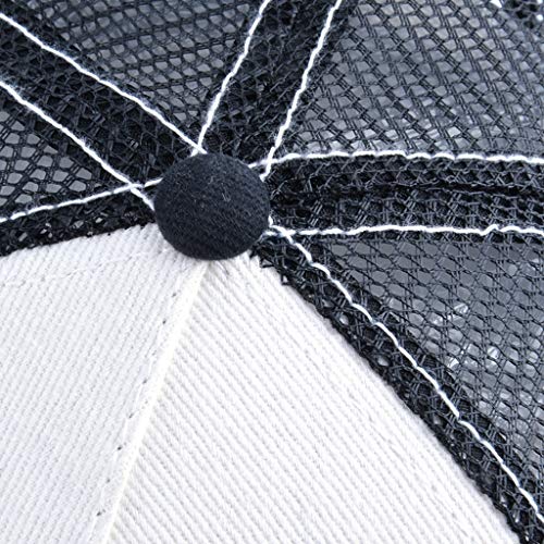 Unisex Animal Mesh Trucker Hat Strapback Square Patch Baseball Caps (One Size, Black White Crocodile)