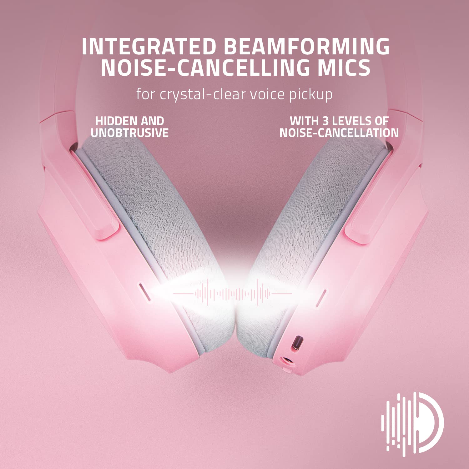 Razer Barracuda Wireless Gaming & Mobile Headset (PC, PlayStation, Switch, Android, iOS): 2.4GHz Wireless + Bluetooth - Integrated Noise-Cancelling Mic - 50mm Drivers - 40 Hr Battery - Quartz Pink