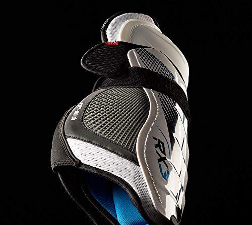STX HP SG30 SR 13 WE/BE Ice Hockey Surgeon RX3 Shin Guards, 13", White/Blue, 13"