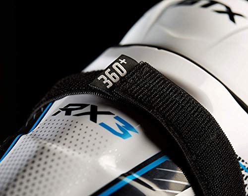 STX HP SG30 SR 13 WE/BE Ice Hockey Surgeon RX3 Shin Guards, 13", White/Blue, 13"