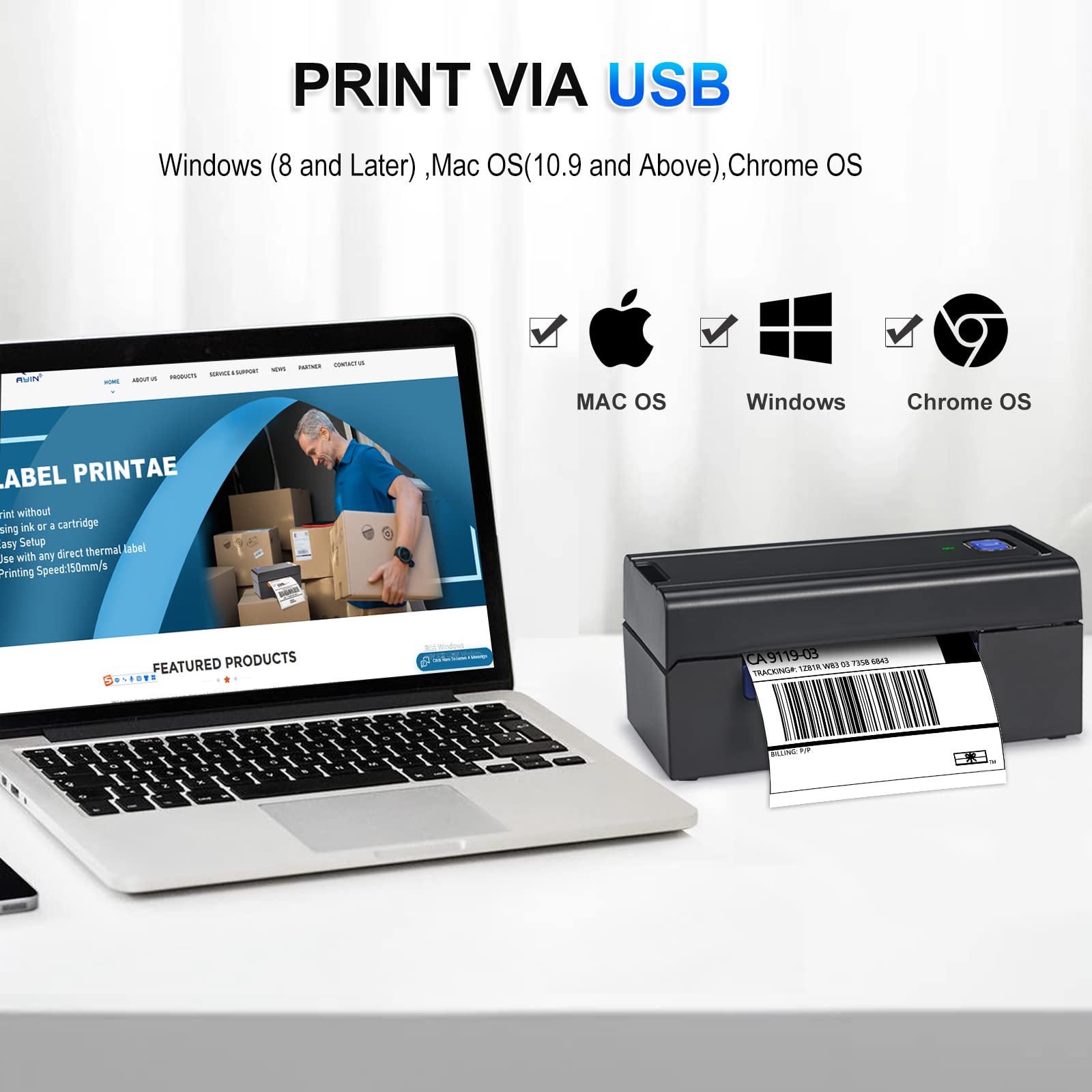 beeprt Bluetooth Shipping Label Printer - Wireless 4x6 Thermal Label Printer for Shipping Packages, Desktop Label Printer Compatible with Shopify, Ebey, Amazon, Etsy, FedEx, UPS, Small Business