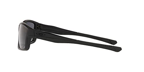 Oakley Men's OO9247 Chainlink Rectangular Sunglasses, Matte Black/Grey Polarized, 57 mm