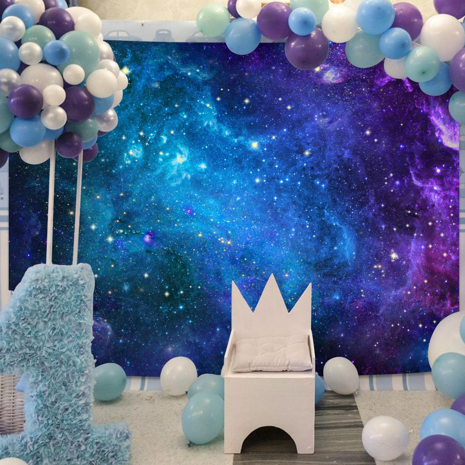 Faxdong Galaxy Universe Space Tapestry, Blacklight Starry Night Sky Mysterious Nebula Stars Ceiling tapestries for Bedroom Backdrop Wall Decor 68×90 inch