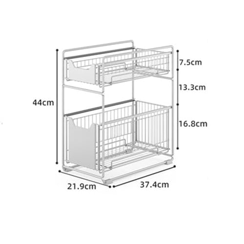 SLDMJFSZ Under Sink Organizers and Storage,2-Tier Sliding Kitchen Cabinet Organization,Multi-Purpose Under Sink Shelf,Black/White,White,Small