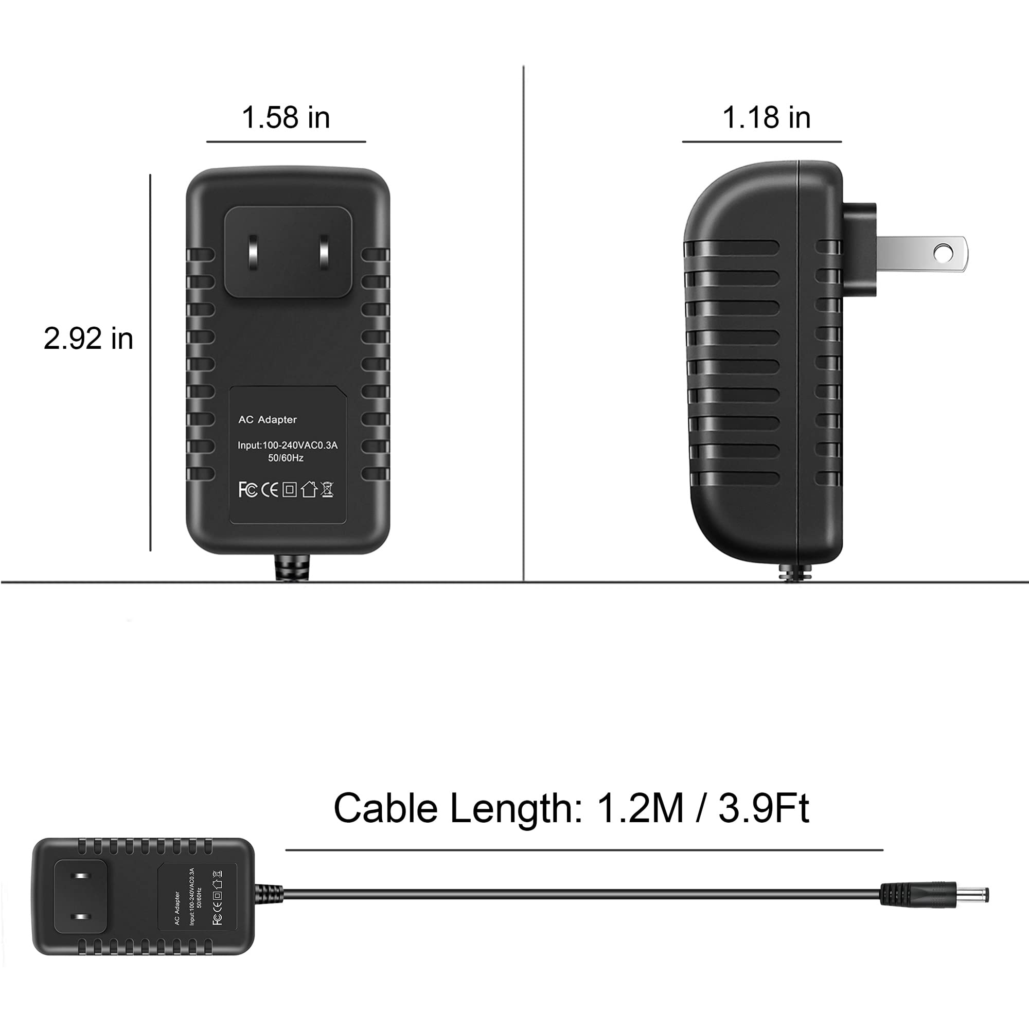 J-ZMQER 12V AC/DC Adapter Compatible with Mobile Pico Projector Portable HDP200 Mini DLP LED Projector 1080P RGB 80 Lumens