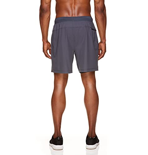 Gaiam Men's Yoga Shorts with Liner - Athletic Gym Running and Workout Shorts with Pockets - Upside Ebony, Small