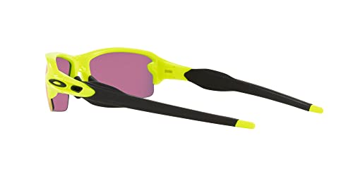Oakley Men's OO9271 Flak 2.0 Low Bridge Fit Rectangular Sunglasses, Neon Yellow/Prizm Road, 61 mm