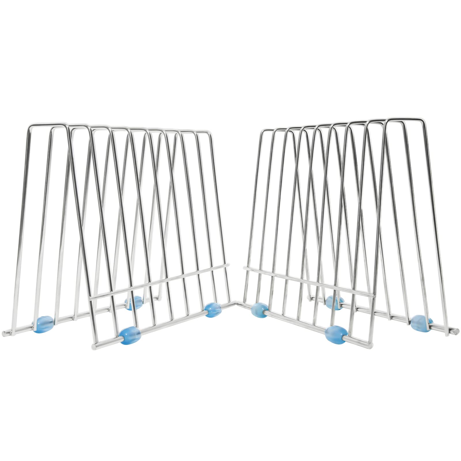 2 Pack Reusable Storage Bags Rack, Drying Rack for Storage Bags, Stainless Stand for Reusable Storage Bags, File Organizer Desktop Storage Book Shelf (2*Sliver)