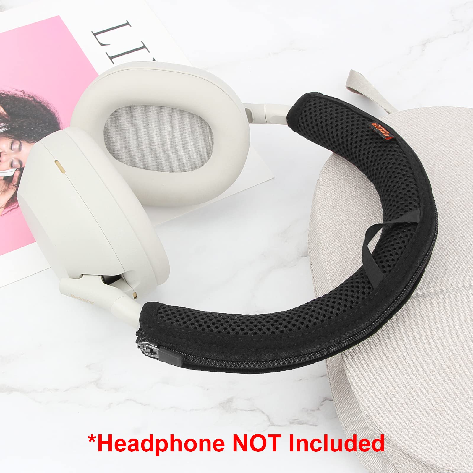 Desing Wish WH-1000XM5 Headband Cover Air Mesh Fabric Replacement Headphone Headband Cushion Pad Cover Compatible with Sony WH-1000XM5 Headphone Headband Protector (Black)