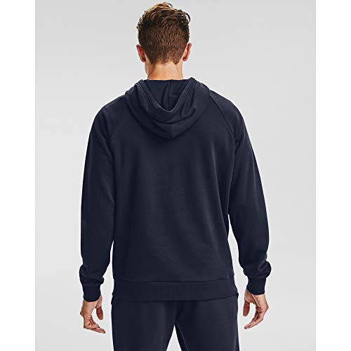 Under Armour Mens Rival Fleece Big Logo Hoodie , Midnight Navy (410)/Onyx White , XX-Large