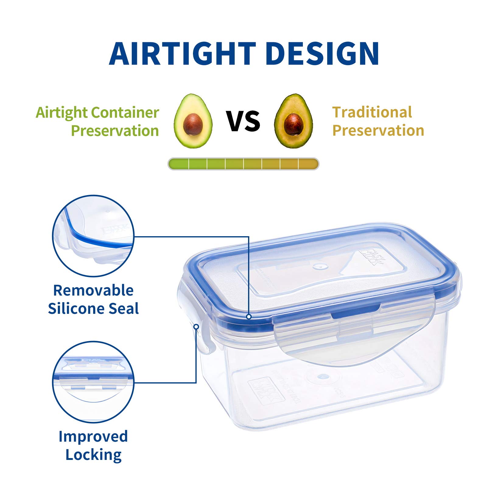 KIGI [4 PACK] 6.1OZ Small Plastic Food Storage Container Set Portion Control Mini Bento Box Leaf-proof To-go Container with Lids