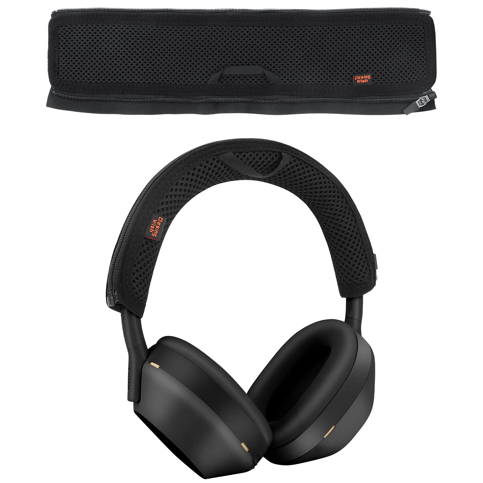 Desing Wish WH-1000XM5 Headband Cover Air Mesh Fabric Replacement Headphone Headband Cushion Pad Cover Compatible with Sony WH-1000XM5 Headphone Headband Protector (Black)