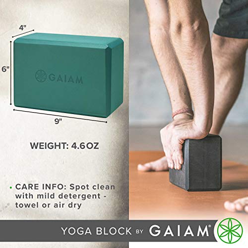 Gaiam Yoga Block - Supportive Latex-Free EVA Foam Soft Non-Slip Surface for Yoga, Pilates, Meditation, Tri-Color Teal Tonal