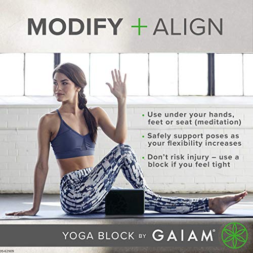 Gaiam Yoga Block - Supportive Latex-Free EVA Foam Soft Non-Slip Surface for Yoga, Pilates, Meditation, Tri-Color Teal Tonal
