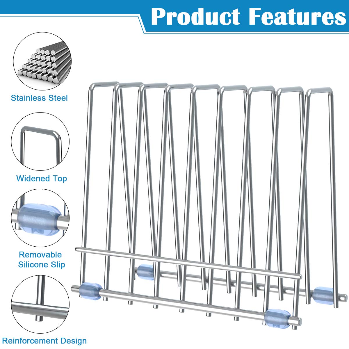 2 Pack Reusable Storage Bags Rack, Drying Rack for Storage Bags, Stainless Stand for Reusable Storage Bags, File Organizer Desktop Storage Book Shelf (2*Sliver)