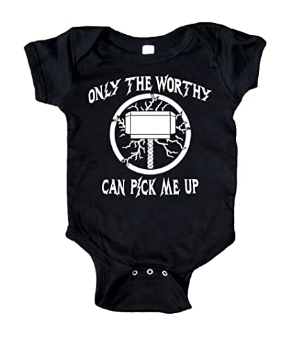 Sunray Clothing Only The Worthy Can Pick Me Up Thor Baby Onesie (12 Months, Red)