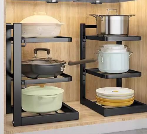 Pots and Pans Organiser Under Sink Storage Adjustable Height,Bathroom Countertop Storage Drawer Rack,for Kitchen Laundry Room Cabinet Basket