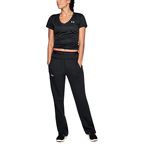 Under Armour Womens Hustle Fleece Pants , Black (001)/White , Large
