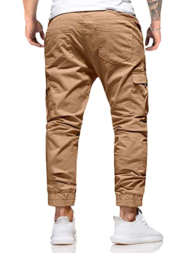 Uni Clau Mens Fashion Cargo Pants Athletic Joggers Pants Chino Trousers Sweatpants Khaki
