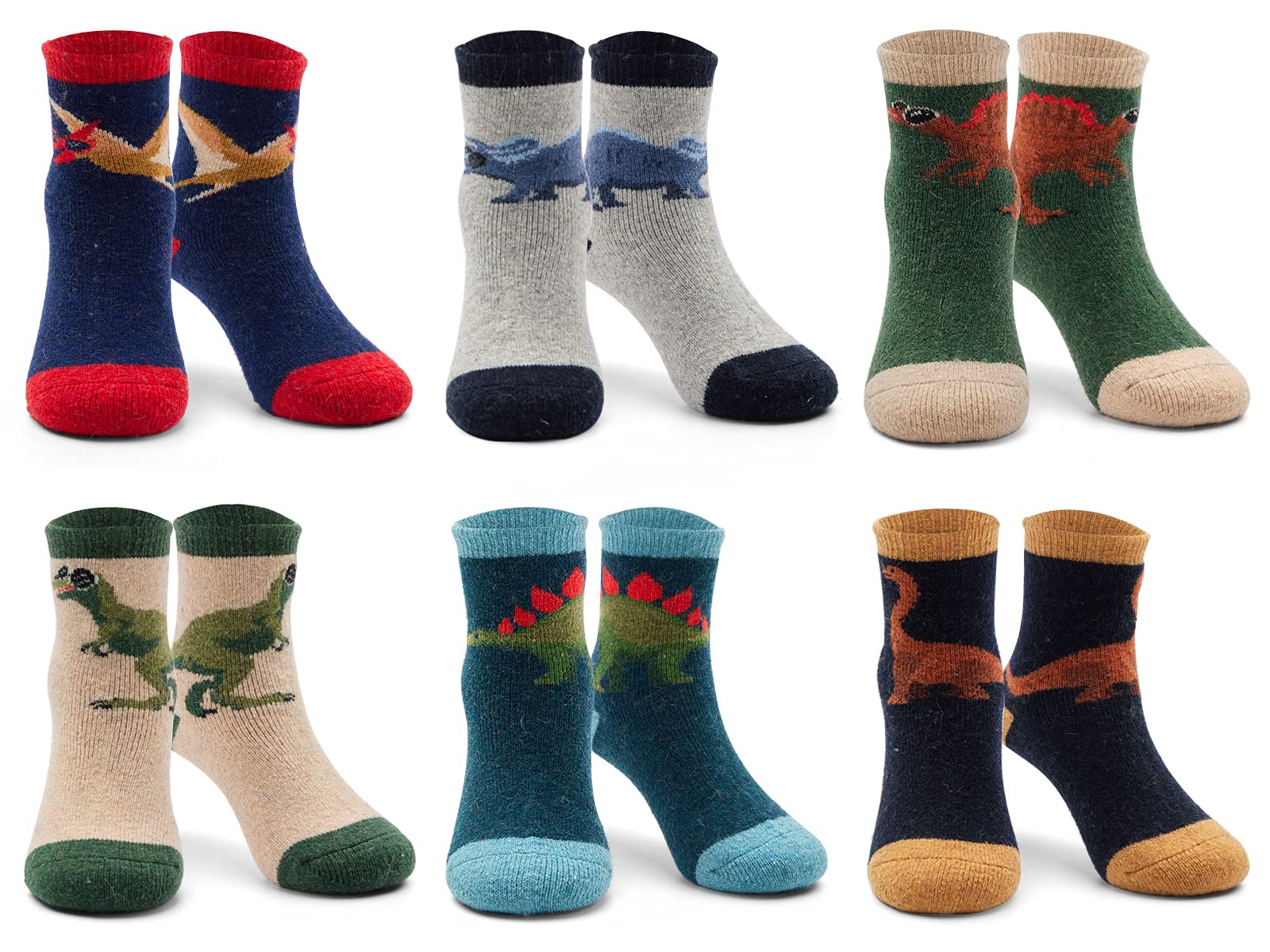 Boys Winter Wool Socks Kids Thick Warm Socks Thermal Crew Socks for Boys 6 Pairs 6-8 Years