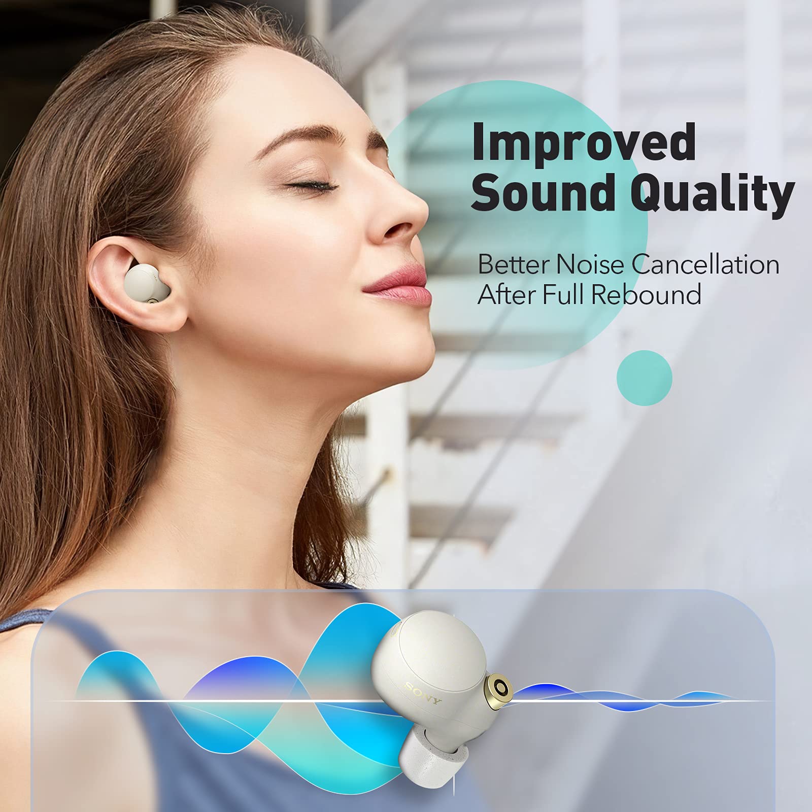 Memory Foam Tips for Sony WF-1000XM4 / WF-1000XM3, Anti-Slip Replacement Ear Tips for Sony True Wireless Earphones,Fit in The Charging Case, Perfect Noise Cancellation, 3 Pairs (Medium, Gray)