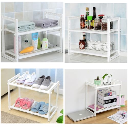 Under Sink Organizers and Storage Shelf,Expandable Cabinet Shelf Organizer Rack for Bedroom Bathroom Storage,Space-Saving Pot Lid Organizer