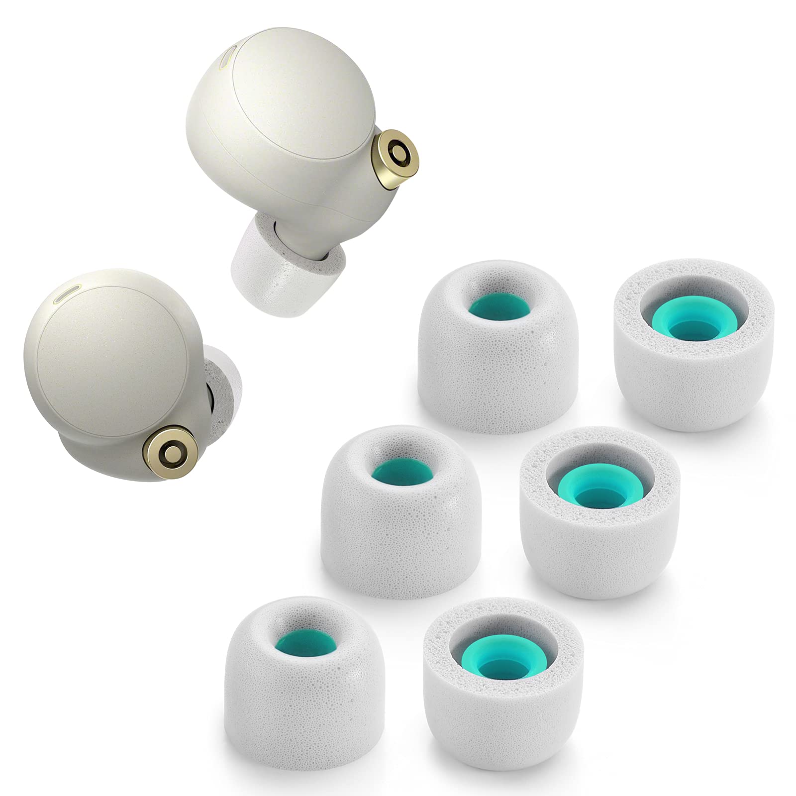 Memory Foam Tips for Sony WF-1000XM4 / WF-1000XM3, Anti-Slip Replacement Ear Tips for Sony True Wireless Earphones,Fit in The Charging Case, Perfect Noise Cancellation, 3 Pairs (Medium, Gray)
