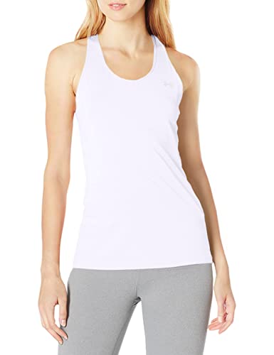 Under Armour Women's Tech Solid Tank Top , White (100)/Metallic Silver, Small