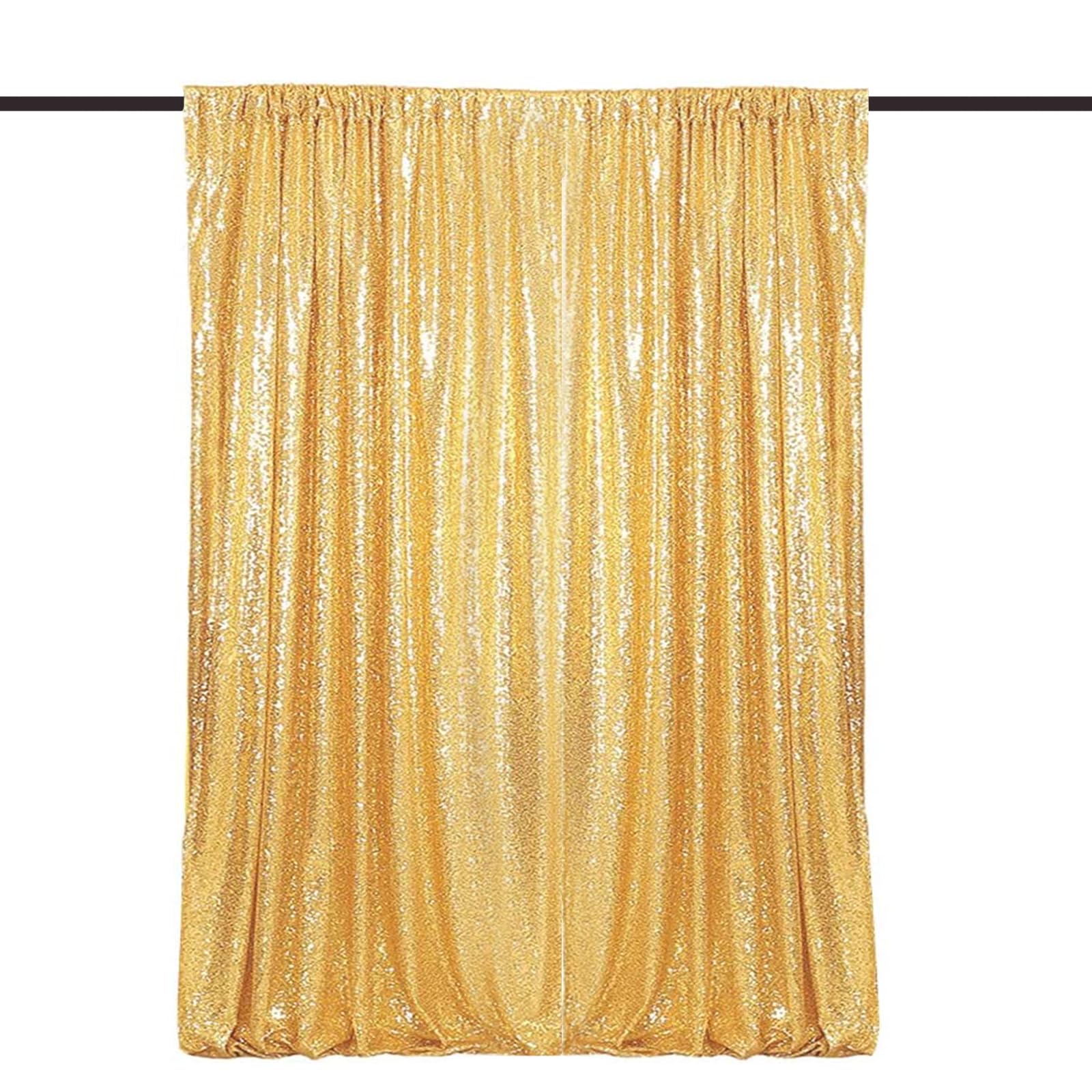 WISPET Gold Sequin Backdrop Curtains 1 Panel 8FTx8FT Glitter Gold Photo Backdrop Drapes Party Wedding Baby Shower Curtain Sparkle Photography Background