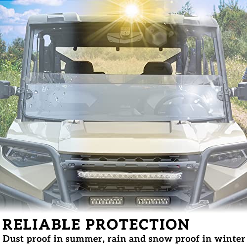 Clear Front Half Windshield for Ranger XP 1000, SAUTVS Lightly Dustproof Durable Poly Half Windscreen for Polaris Ranger XP 1000 / Crew/Diesel/XP 900 2017-2022 Accessories, Replace #2883301