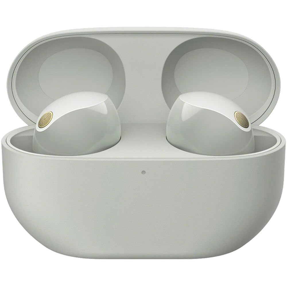 Sony WF-1000XM5 Industry Leading Noise Canceling Truly Wireless Earbuds (Silver) Bundle with Silicone Case (Black), Memory Foam Ear Tips, USB-A to USB-C Cable & 1 YR CPS Enhanced Protection Pack