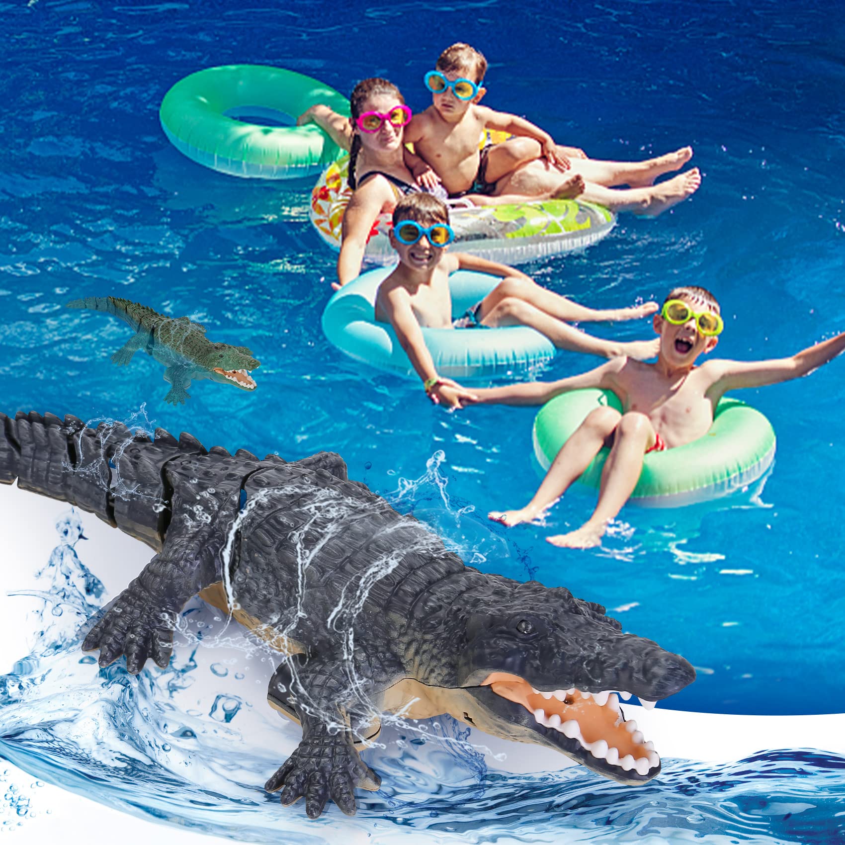 GearRoot Remote Control Crocodile Boat Toy 1:18 Scale High Simulation RC Crocodile for Swimming Pool Bathroom Great Gift RC Boat Alligator Toys for 6+ Year Old Boys and Girls