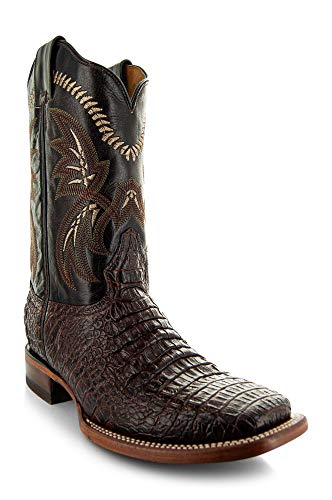 Soto Boots Men's Caiman Belly Print Cowboy Boots H4001 (Brown,11)