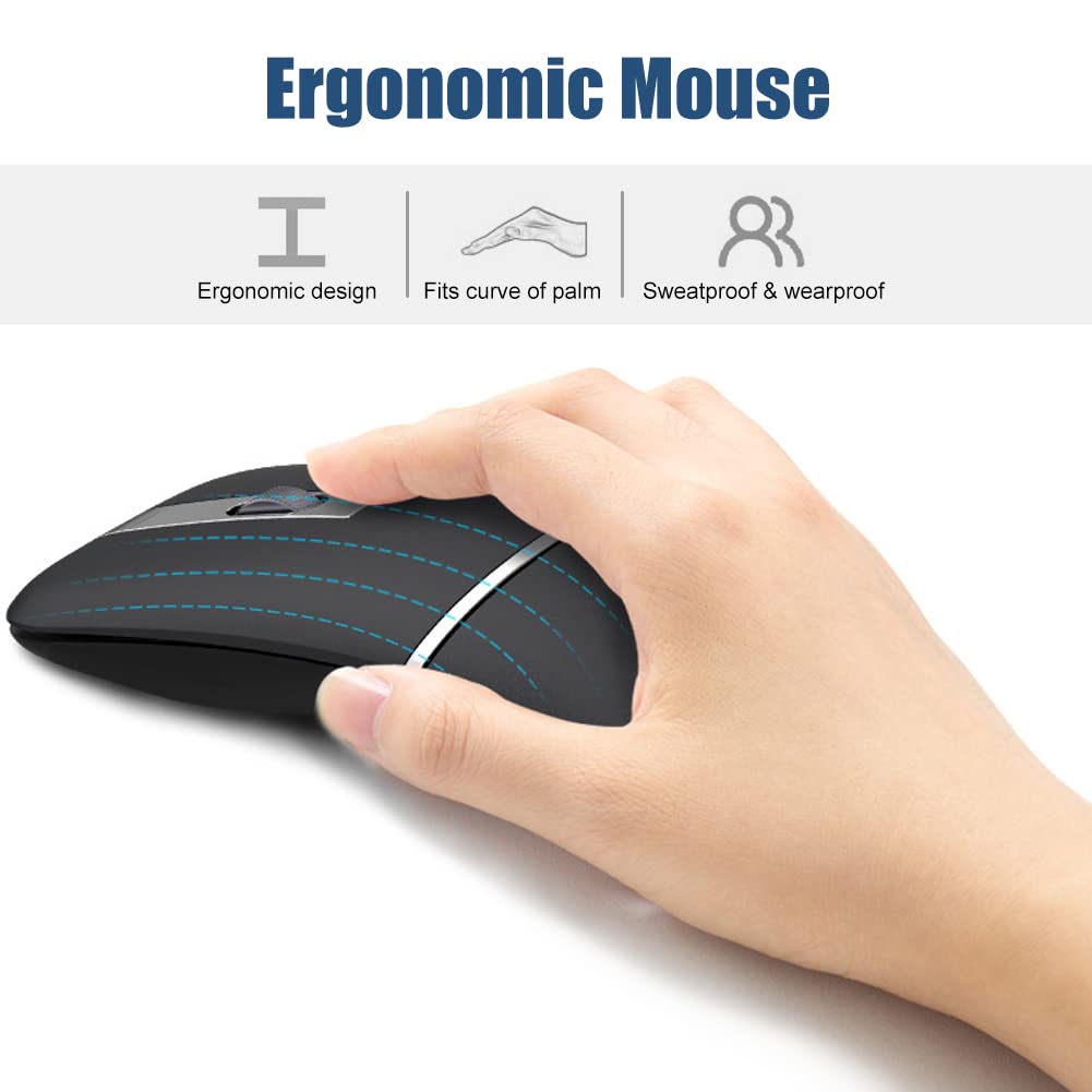 NORMIA RITA Foldable Arc Wireless Mouse Silent Click Bluetooth 5.0 and 2.4GHz Dual Modes Portable Curved Mouse for Home, Office, Travel