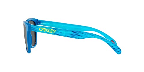 Oakley Men's OO9013 Frogskins Square Sunglasses, Hi Res Polished Sapphire/Prizm Black, 55 mm