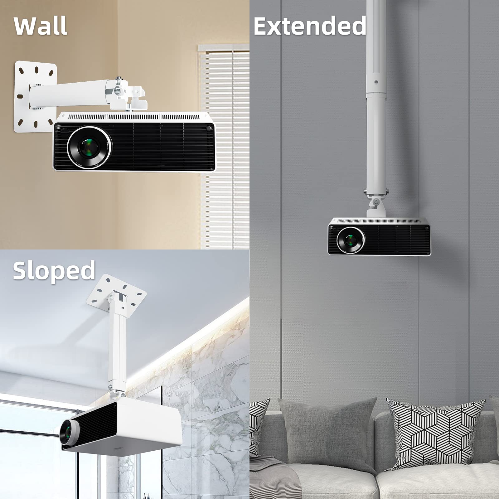 Suptek Extended Mini Projector Ceiling Mount Adjustable Wall Mount with Thread Adapters for Projector DVR Camera, Max 21inch (PR05MINI)