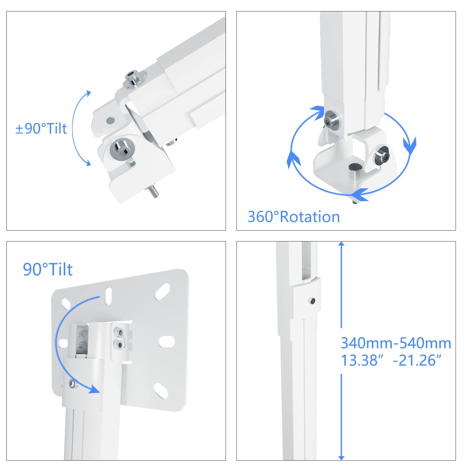 Suptek Extended Mini Projector Ceiling Mount Adjustable Wall Mount with Thread Adapters for Projector DVR Camera, Max 21inch (PR05MINI)