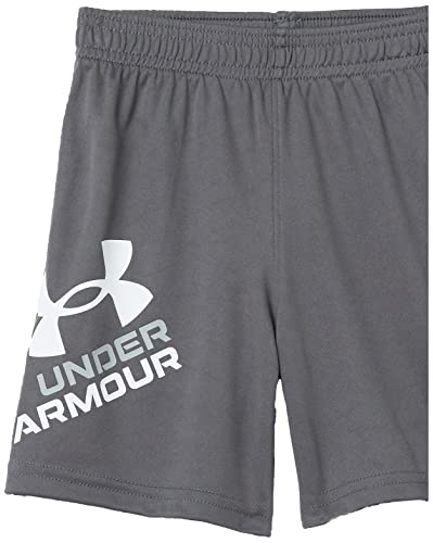 Under Armour Boys' Prototype Symbol Short, Wordmark Screen Print, Elastic Waistband, Pitch Gray S21, 7