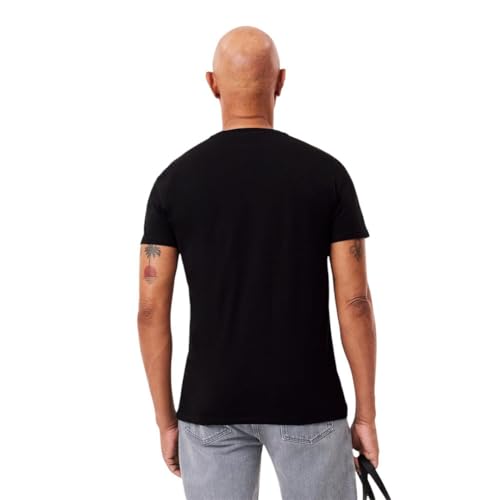 Lacoste Men's Short Sleeve V-Neck Pima Cotton Jersey T-Shirt, Black, Medium
