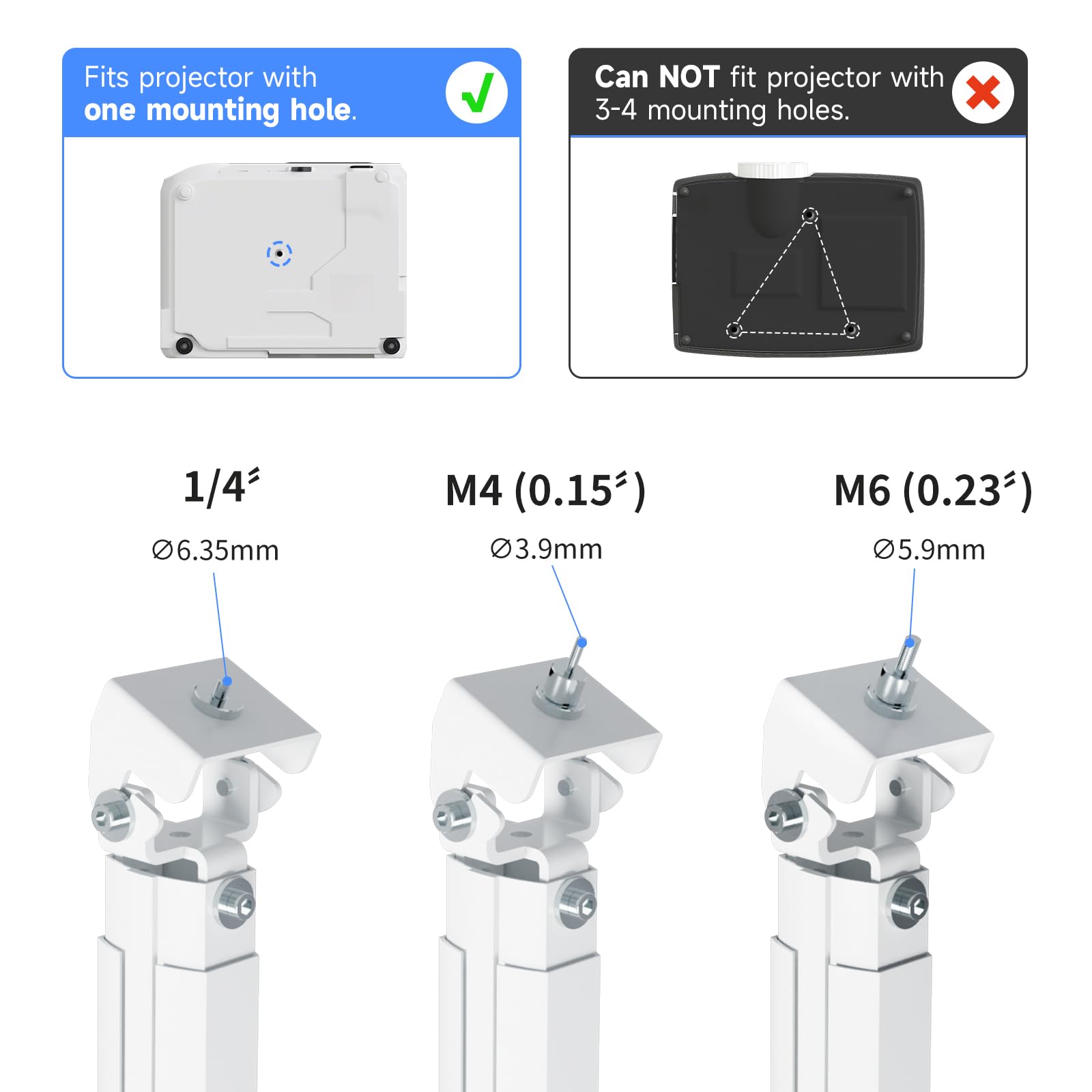 Suptek Extended Mini Projector Ceiling Mount Adjustable Wall Mount with Thread Adapters for Projector DVR Camera, Max 21inch (PR05MINI)